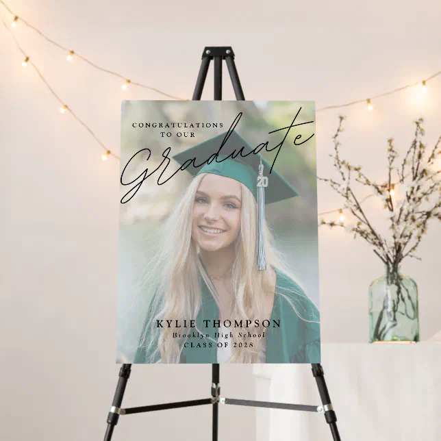 Modern Script Photo Graduation Welcome Foam Board | Zazzle