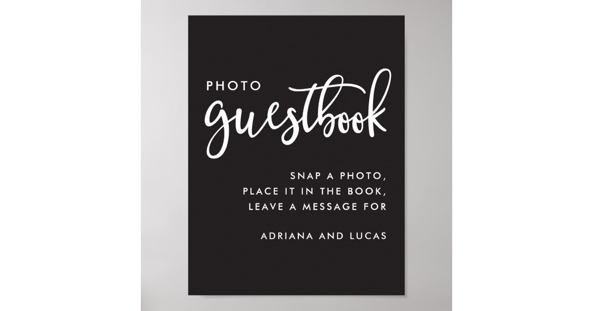 Modern Script Photo Guestbook Wedding Poster | Zazzle