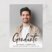 Modern Script Photo Overlay Graduation Announcement Postcard | Zazzle