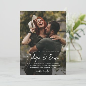 Modern Script Photo Wedding Invitation | Zazzle