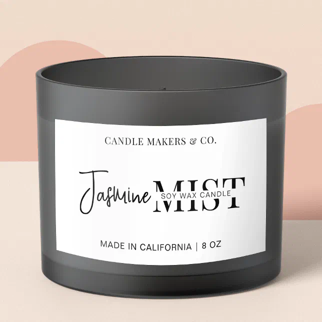 Modern Script Professional Black White Candle Rectangular Sticker | Zazzle