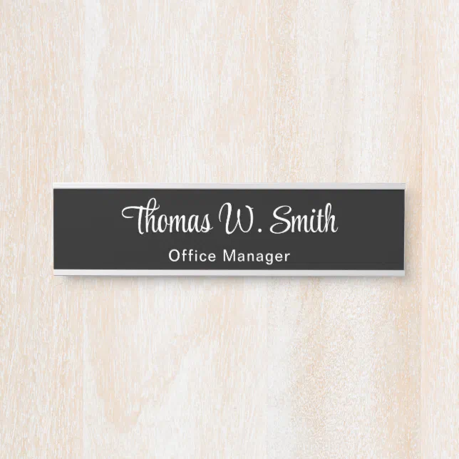 Modern Script Professional Name Black Door Sign | Zazzle