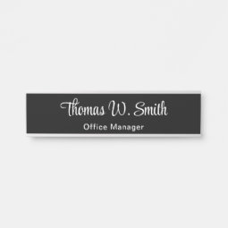 Modern Script Professional Name Black Door Sign | Zazzle