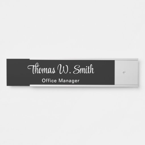 Modern Script Professional Name Black Door Sign | Zazzle