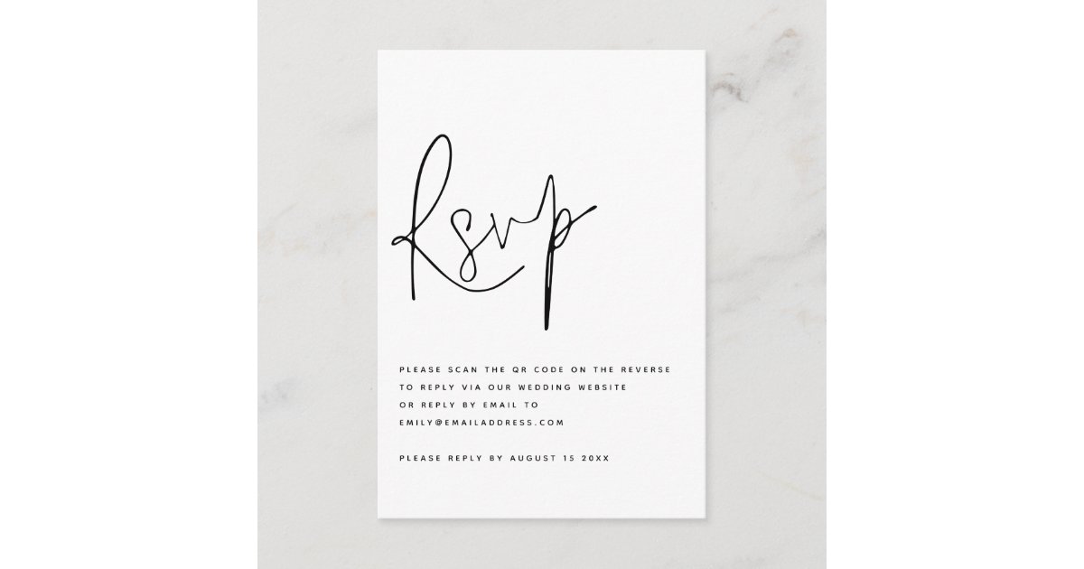 Modern Script QR Code Wedding RSVP Invitation | Zazzle