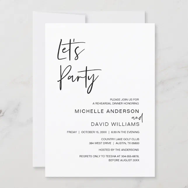 Modern Script, Rehearsal Dinner and Party Invitati Invitation | Zazzle