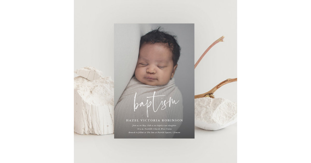 Modern Script Religious Baptism & Christening Invitation | Zazzle