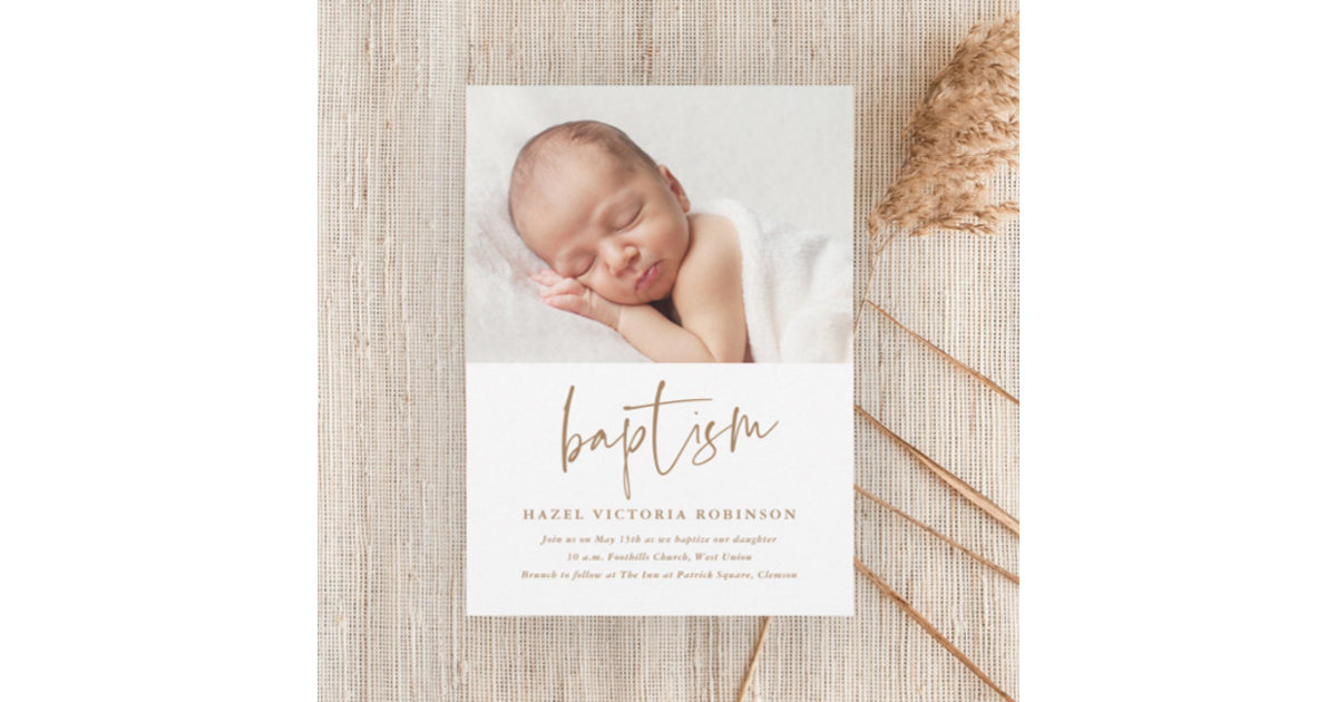 Modern Script Religious Baptism & Christening Invitation | Zazzle