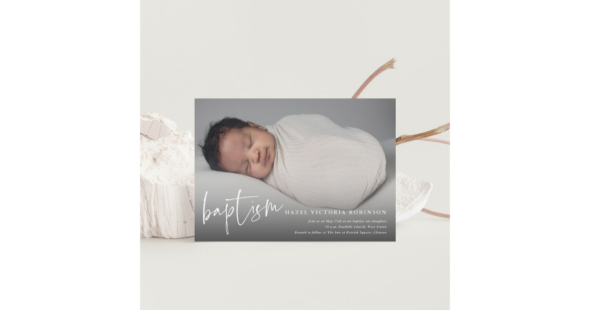 Modern Script Religious Baptism & Christening Invitation | Zazzle