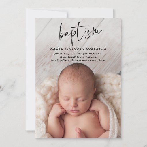 Modern Script Religious Baptism Invitation | Zazzle