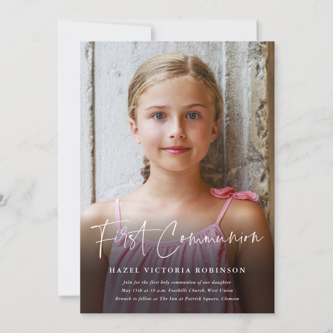 Modern Script Religious First Communion Invitation | Zazzle