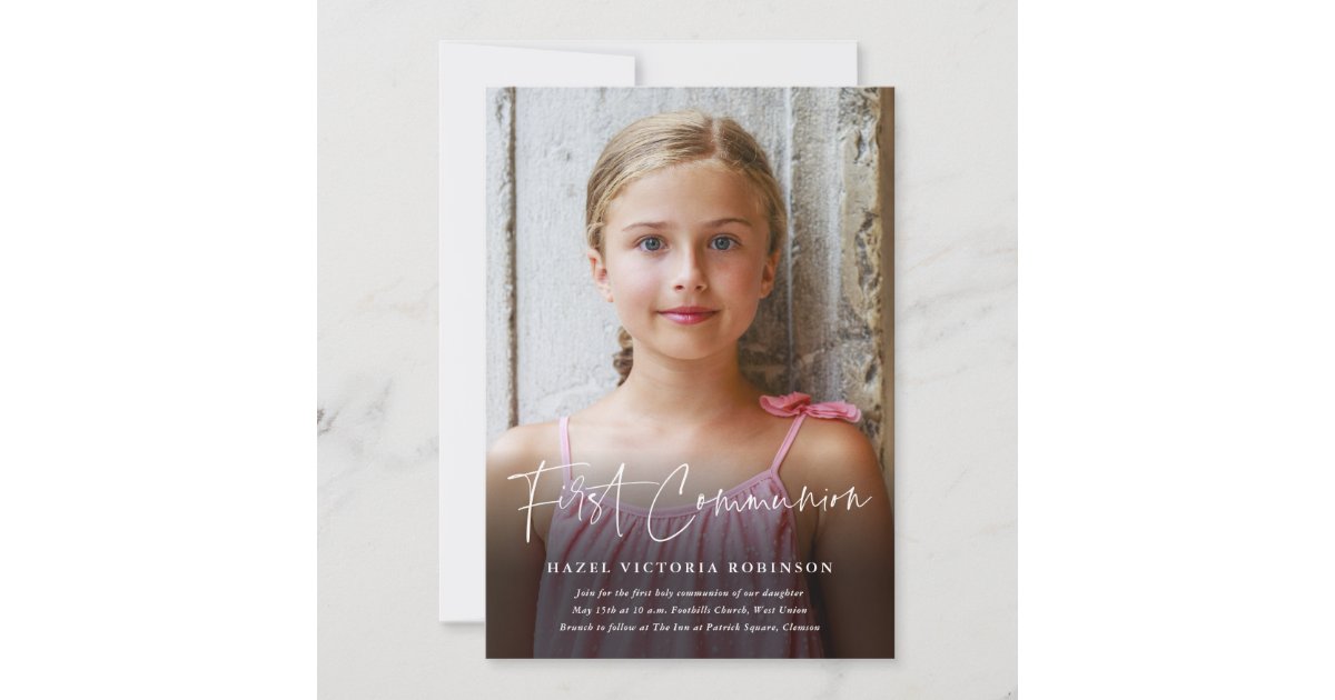 Modern Script Religious First Communion Invitation | Zazzle