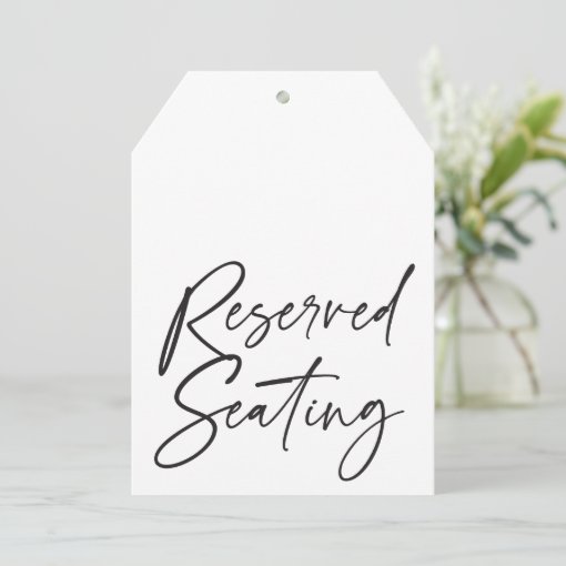 Modern Script Reserved Seating Wedding Large Tag | Zazzle