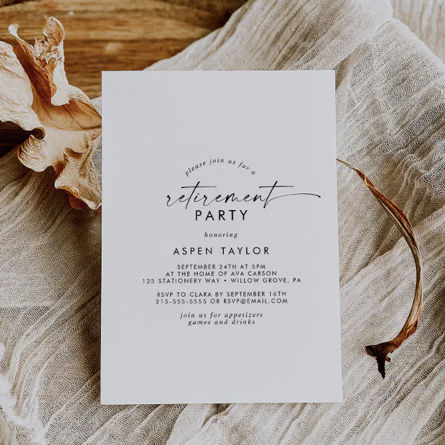 Modern Script Retirement Party Invitation | Zazzle