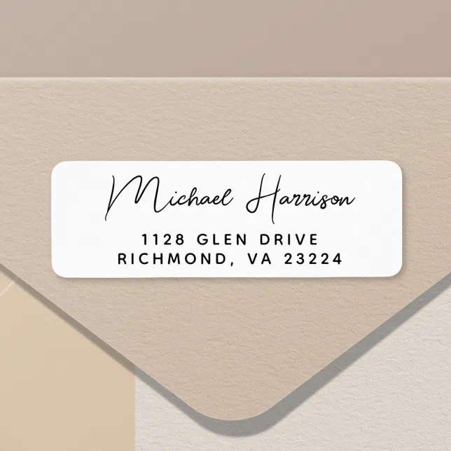 Modern Script Return Address Label | Zazzle