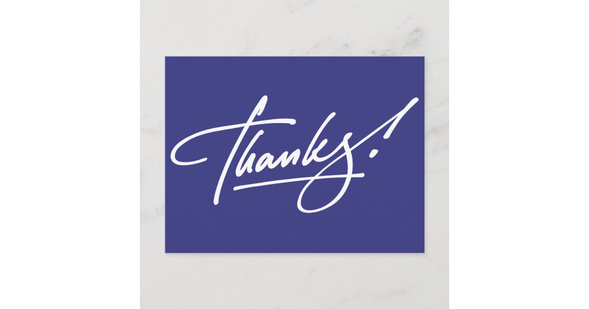 Modern Script Royal Blue Thank You Card | Zazzle