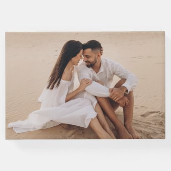 Modern Script Sage Green Photo Wedding Guest Book | Zazzle