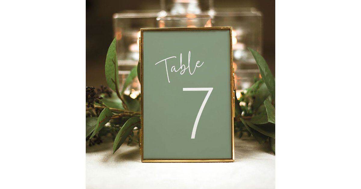 Modern Script Sage Oh Baby Simple Baby Shower Table Number | Zazzle