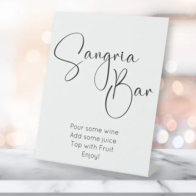 Modern Script Sangria Bar Pedestal Sign | Zazzle