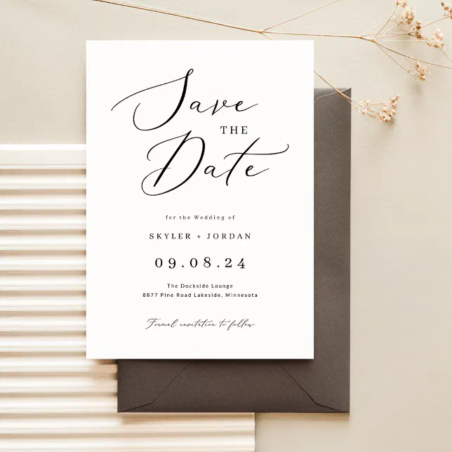 Modern Script Save the Date Announcement Card | Zazzle