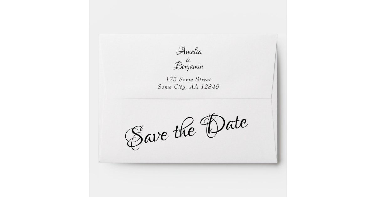 Modern Script Save the Date Return Address Wedding Envelope | Zazzle