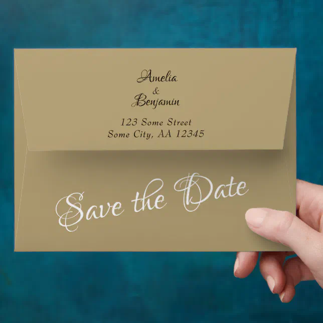 Modern Script Save the Date Return Address Wedding Envelope | Zazzle