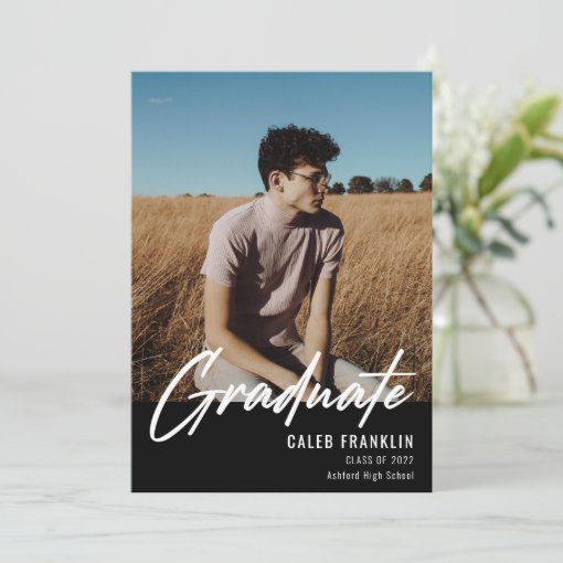 Modern Script Senior Class Photo Graduation | Zazzle