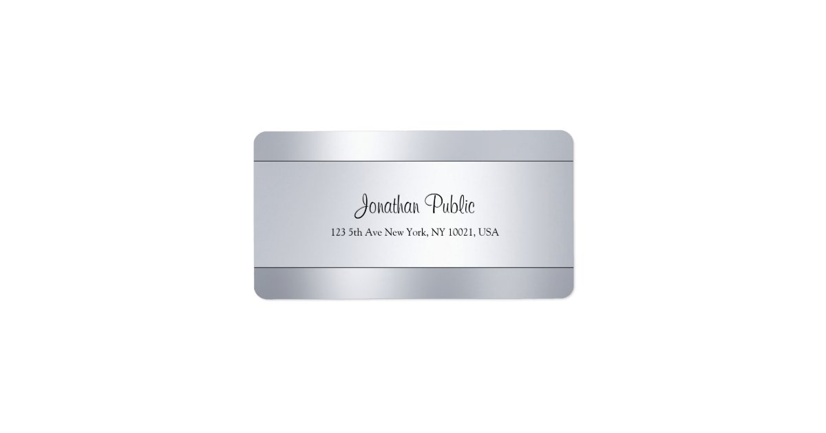 Modern Script Silver Elegant Template Trendy Label | Zazzle