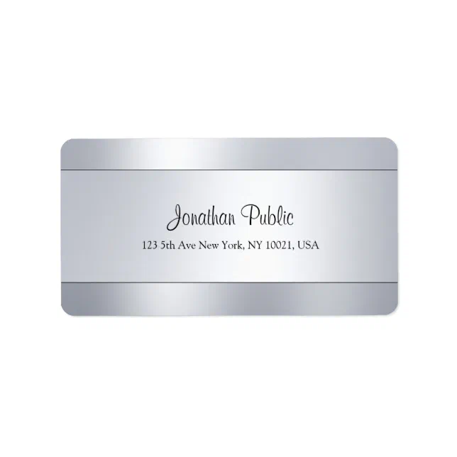 Modern Script Silver Elegant Template Trendy Label | Zazzle