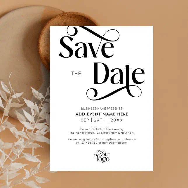 Modern Script Simple Business Event Save The Date Invitation | Zazzle