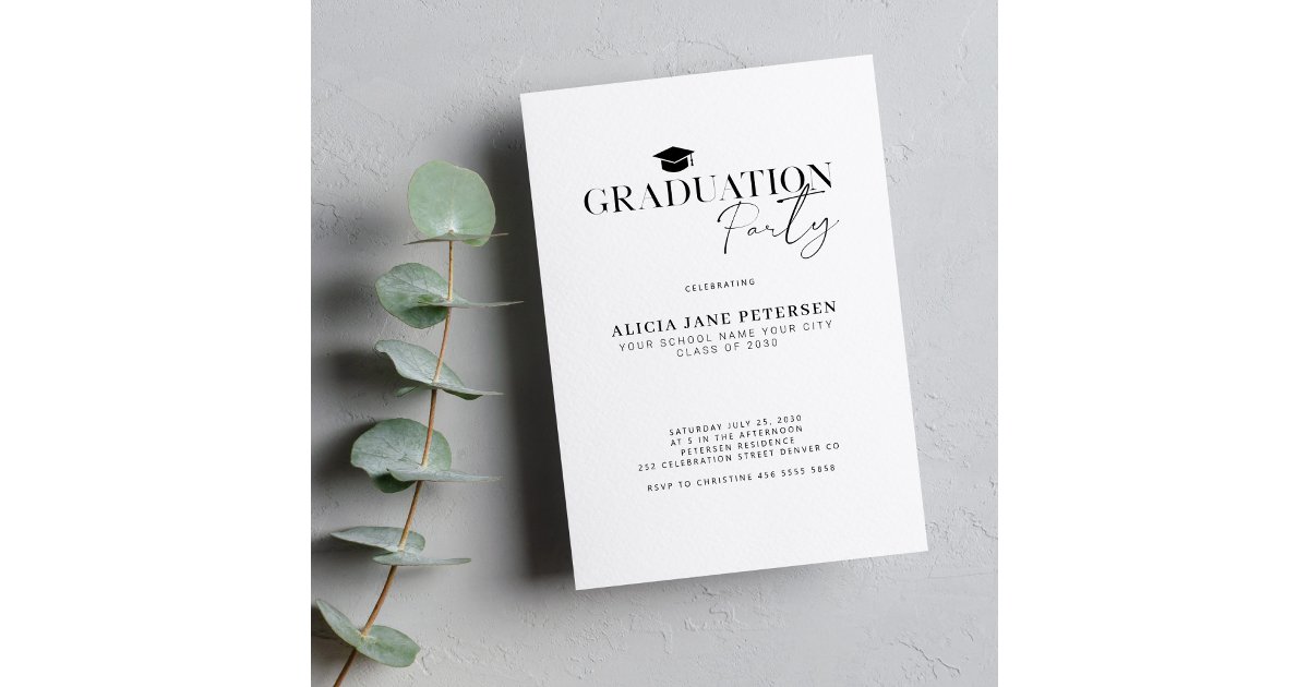 Modern script simple graduation party invitation | Zazzle