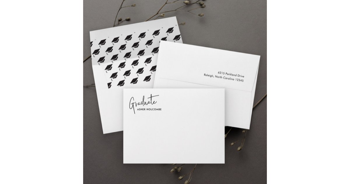 Modern Script Simple Graduation Return Address Envelope | Zazzle