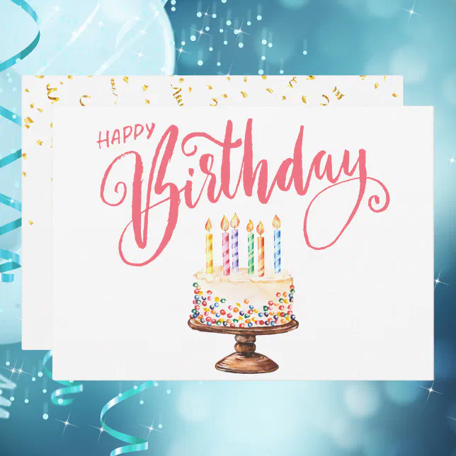 Modern Script Simple Happy Birthday Note Card | Zazzle