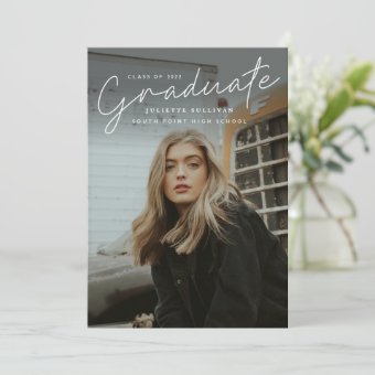 Modern Script Simple Photo Graduation | Zazzle