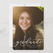 Modern script simple photo graduation announcement | Zazzle