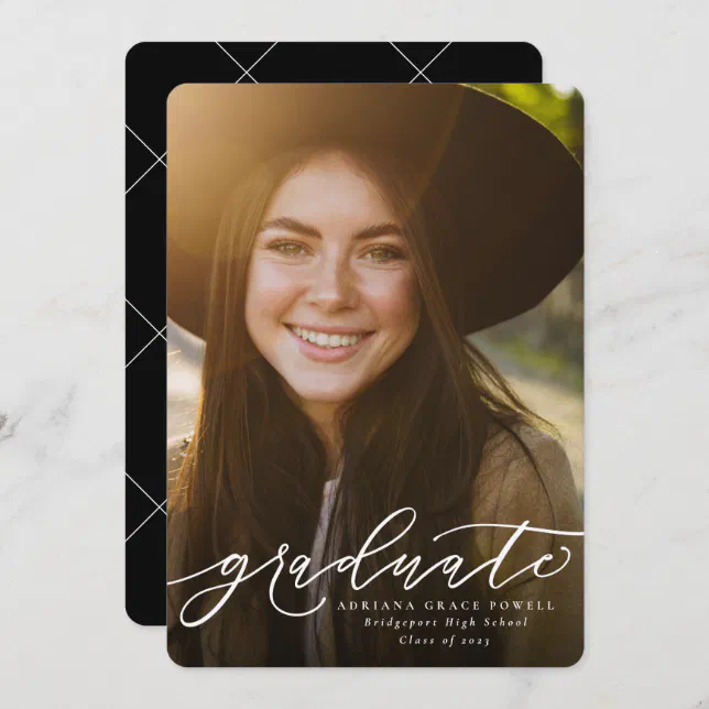 Modern script simple photo graduation announcement | Zazzle