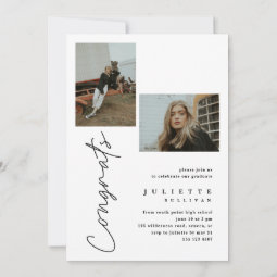 Modern Script Simple Photo Graduation Invitations | Zazzle