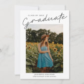 Modern Script Simple Photo Graduation Invitations | Zazzle