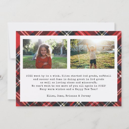 Modern Script Simple Plaid Photo Holiday | Zazzle