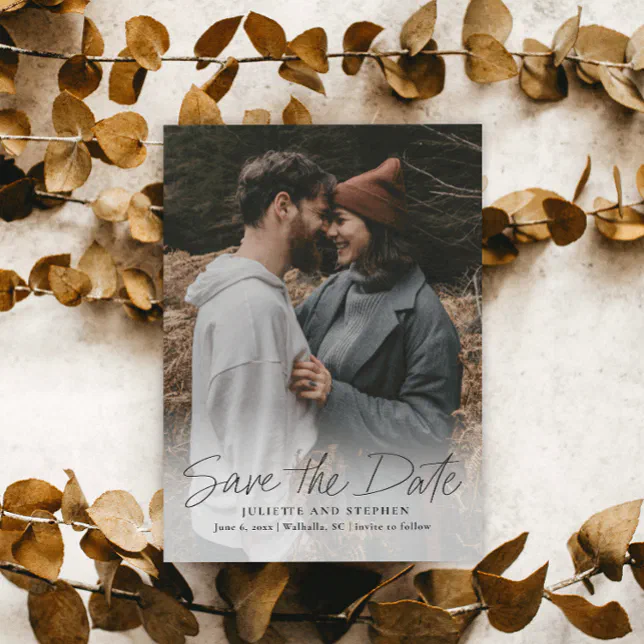 Modern Script Simple Wedding Photo Save The Date | Zazzle