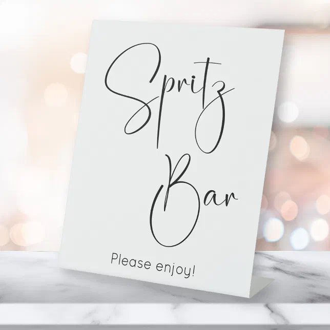 Modern Script Spritz Bar Pedestal Sign | Zazzle