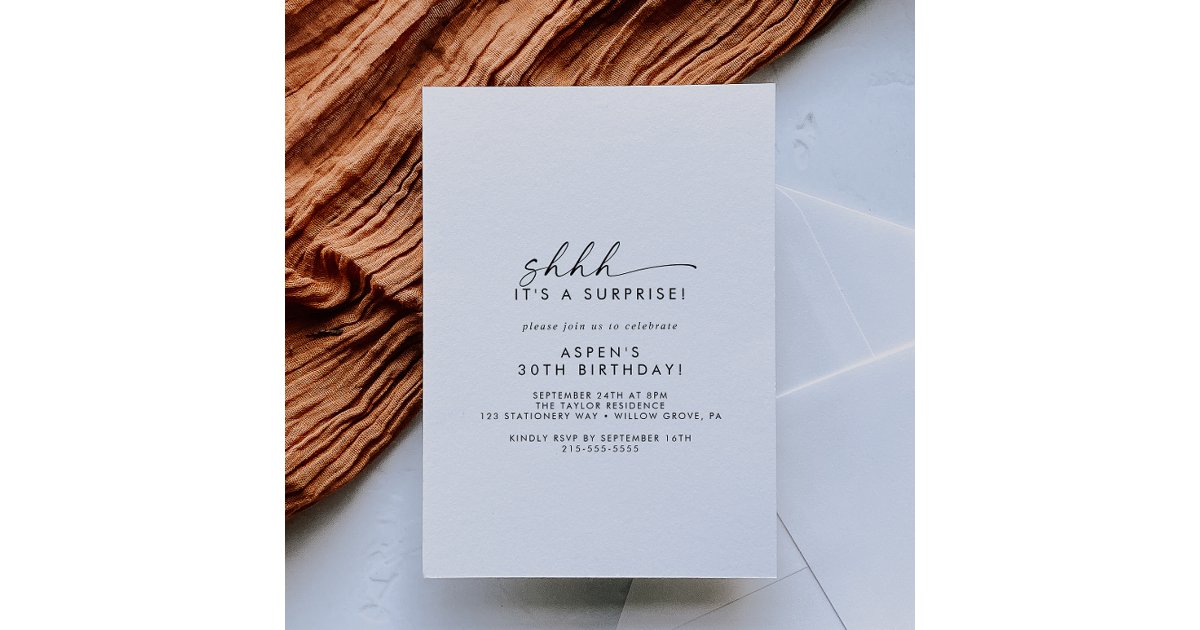 Modern Script Surprise Party Invitation | Zazzle