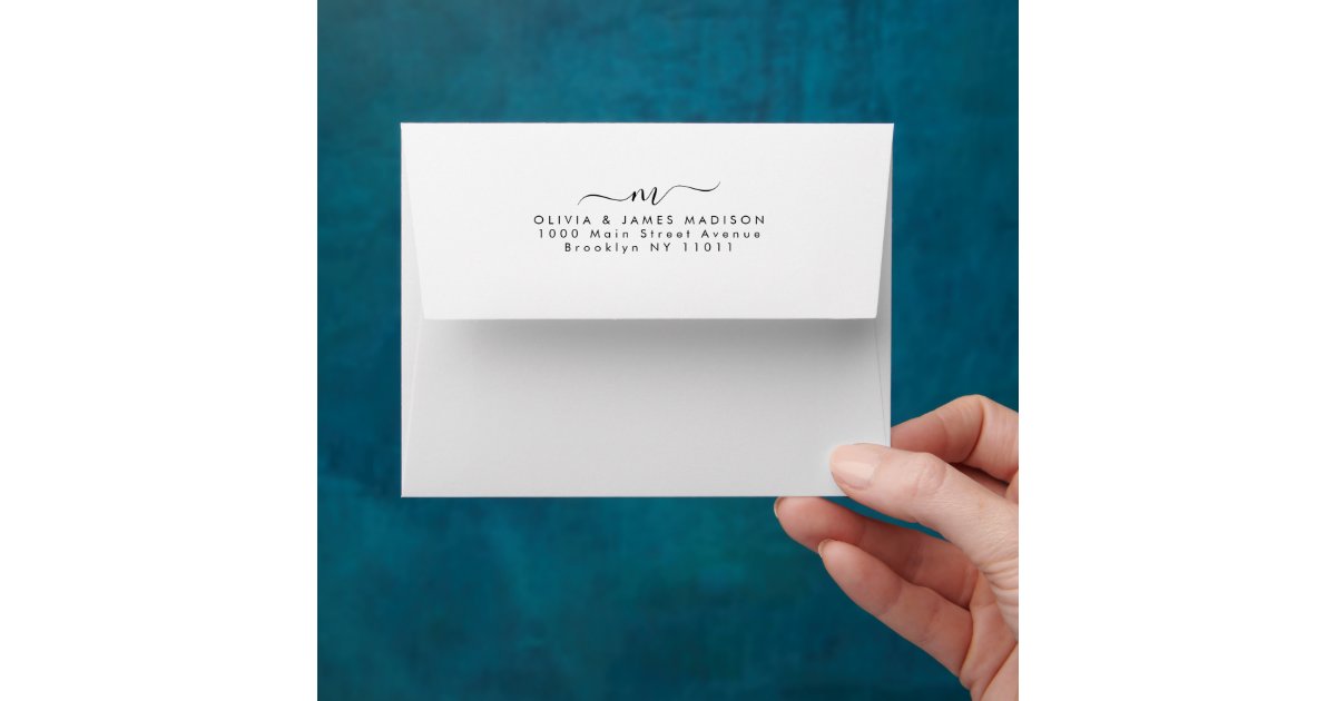 Modern Script Swash Monogram Couple Stationery Envelope | Zazzle