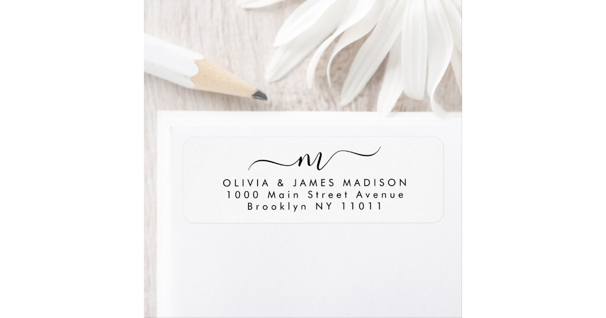 Modern Script Swash Monogram Couple Stationery Label | Zazzle