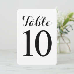 Modern Script Table 10 | Table Numbers Card | Zazzle