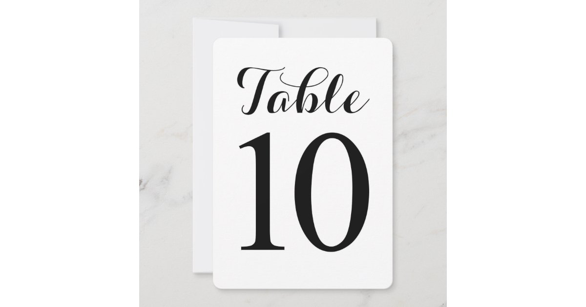 Modern Script Table 10 | Table Numbers Card | Zazzle