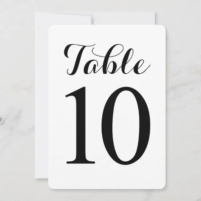 Modern Script Table 10 | Table Numbers Card | Zazzle