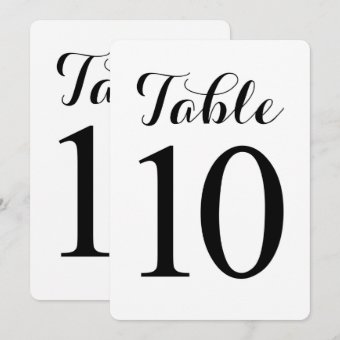 Modern Script Table 10 | Table Numbers Card | Zazzle