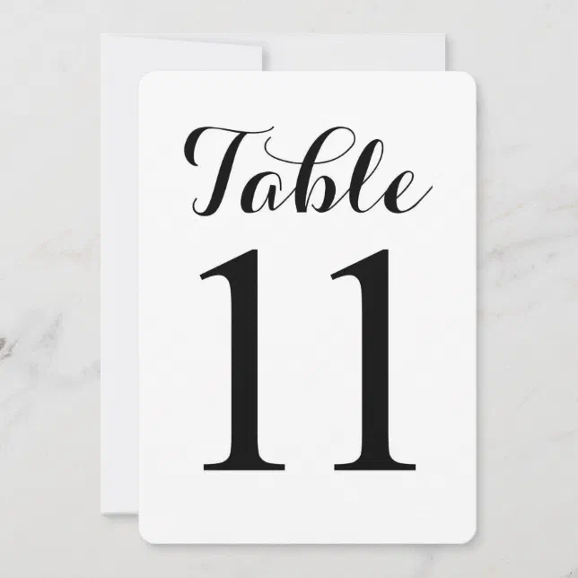 Modern Script Table 11 | Table Numbers Card | Zazzle