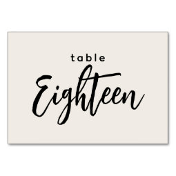 Modern Script Table 18 Eighteen Off-White Wedding Table Number | Zazzle